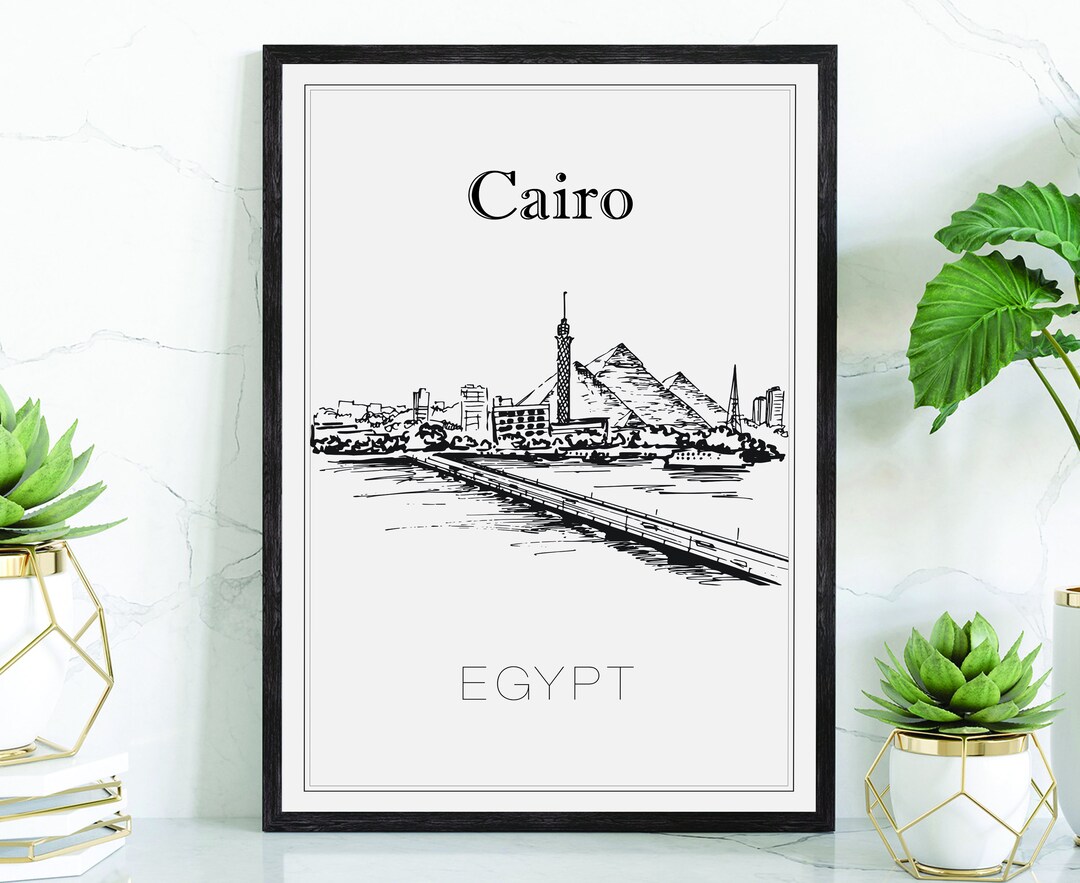 Hand Drawn Poster, Cairo Travel Poster, Egypt Poster Wall Art, Cairo ...