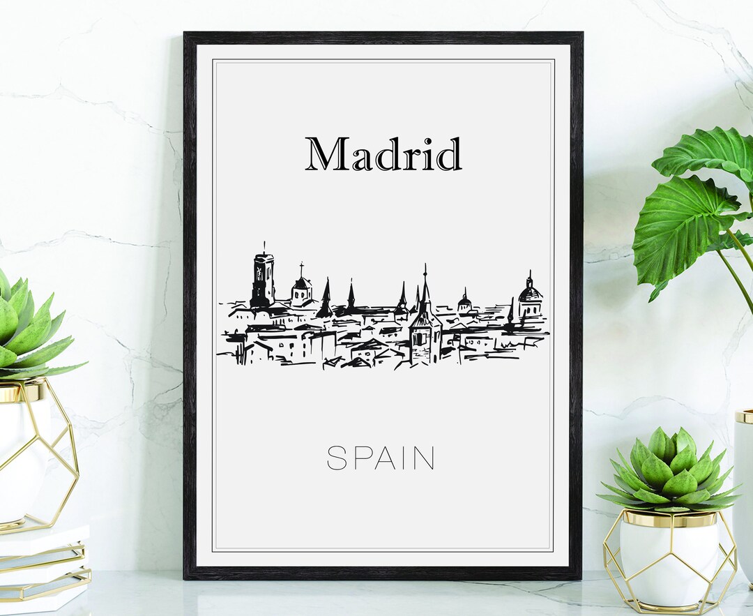 Hand Drawn Poster, Madrid Travel Poster, Spain Madrid Poster Wall Art ...