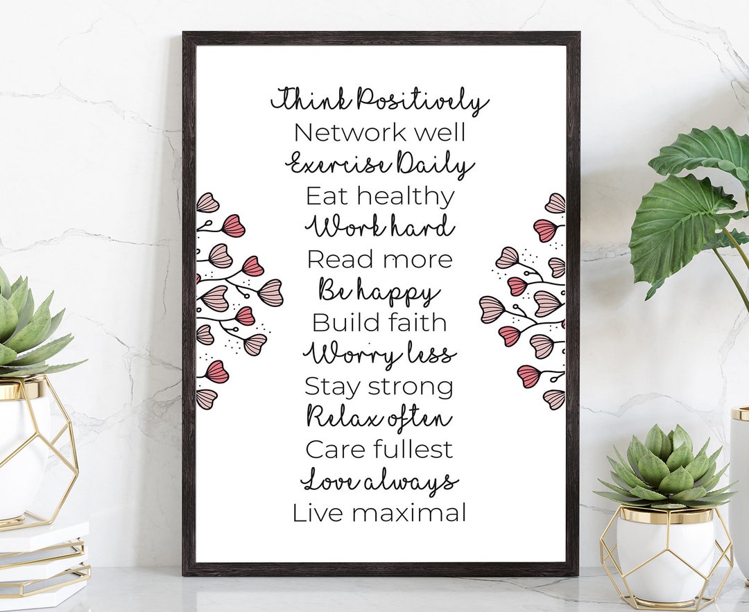Think Positively Network Well, Poster Print, Home Wall Decor, Quote ...