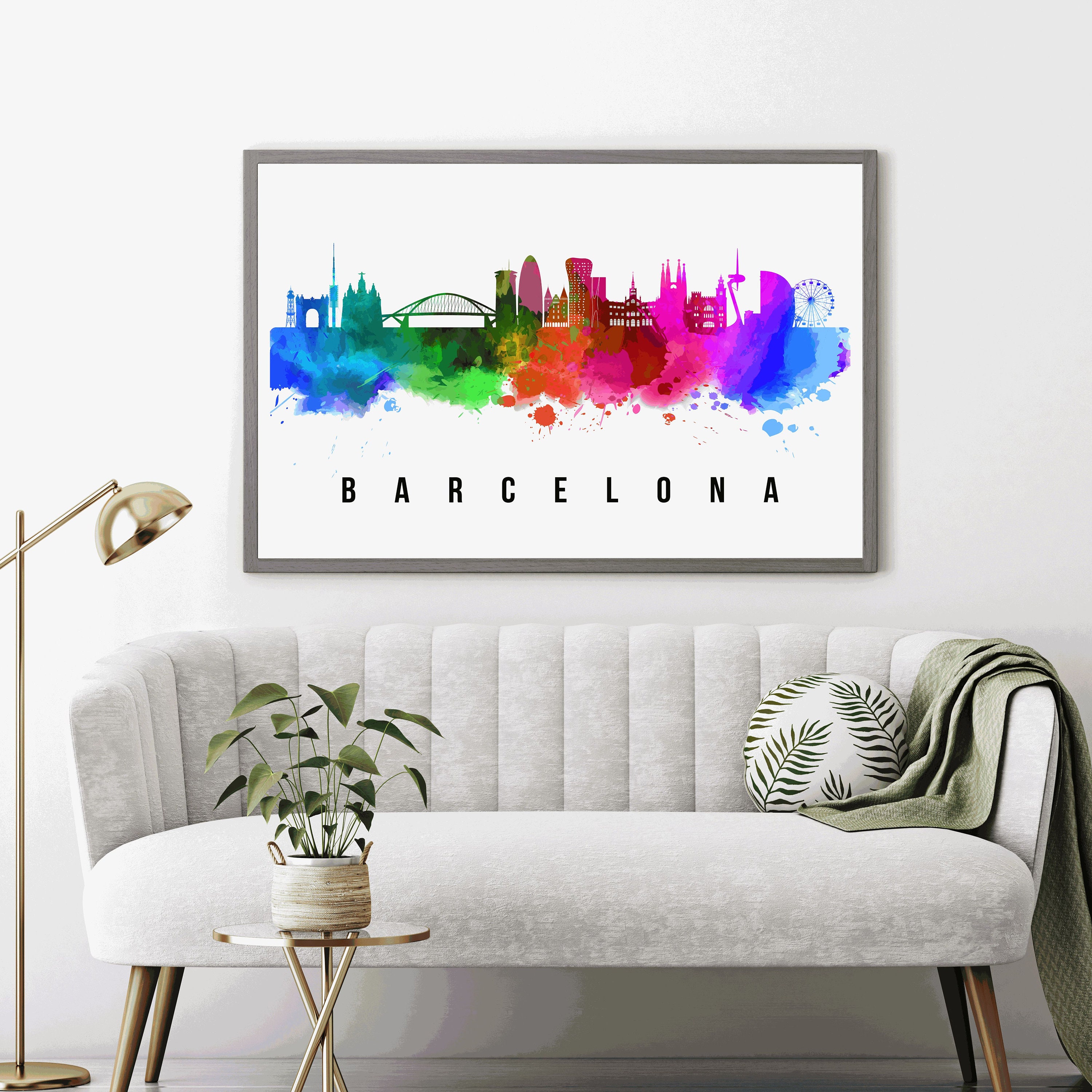 BARCELONA SPAIN Poster Skyline Poster Cityscape and - Etsy