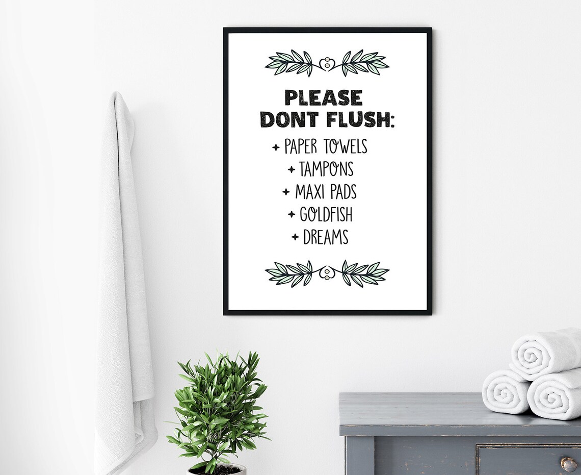 Please Don't Flush, Restroom Wall Decor, Bathroom Wall Decor, Toilet ...