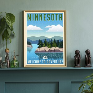 Retro Style Travel Poster, Minnesota, Vintage Rustic Poster Print, Home ...