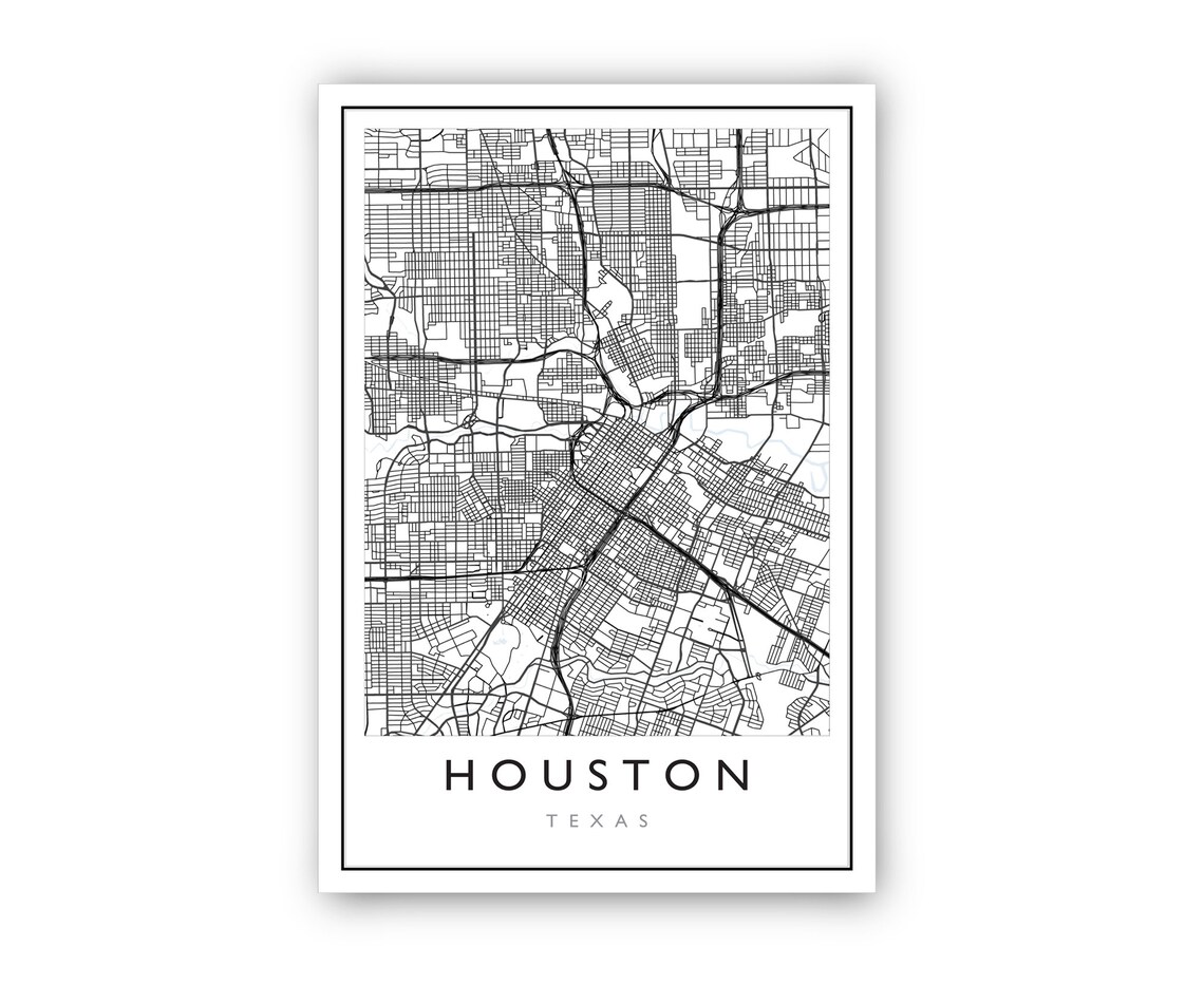 Houston Texas City Map Houston Texas City Road Map Poster | Etsy