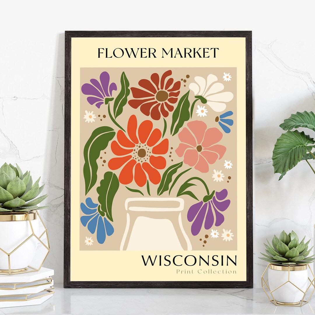 Wisconsin State Flower Print, USA States Poster, Wisconsin Flower ...