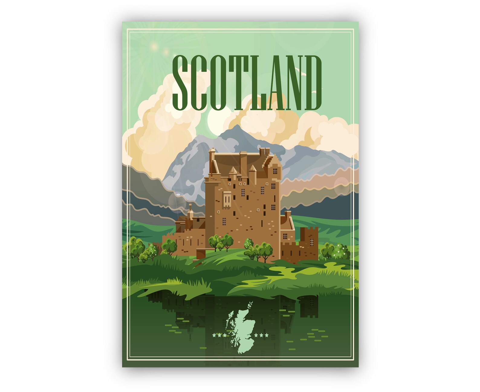 SCOTLAND TRAVEL POSTER Scotland Cityscape and Landmark Poster | Etsy
