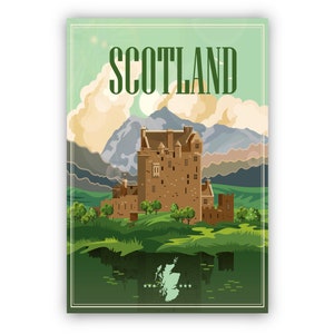 SCOTLAND TRAVEL POSTER, Scotland Cityscape and Landmark Poster Wall Art ...