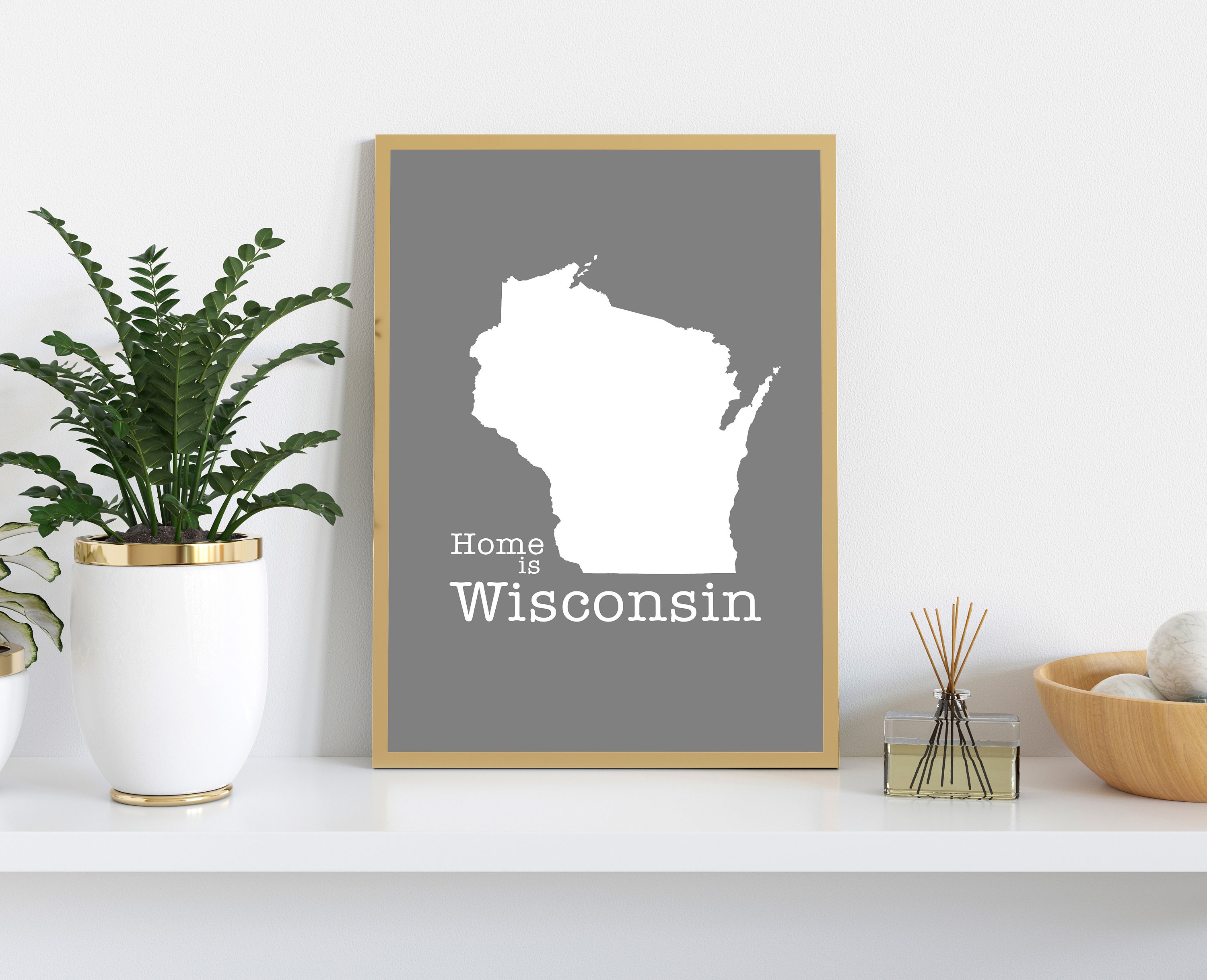 Wisconsin Map Wall Art Wisconsin Modern Map Poster Print | Etsy