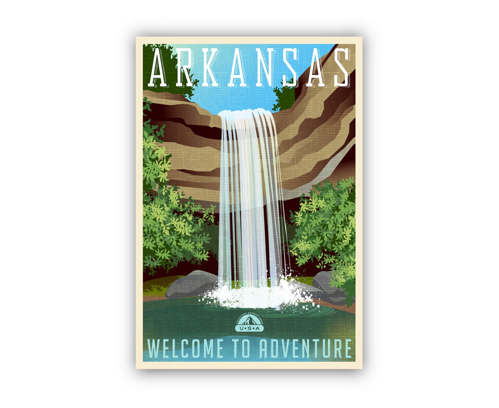 Retro Style Travel Poster, Arkansas Vintage Rustic Poster Print, Home ...