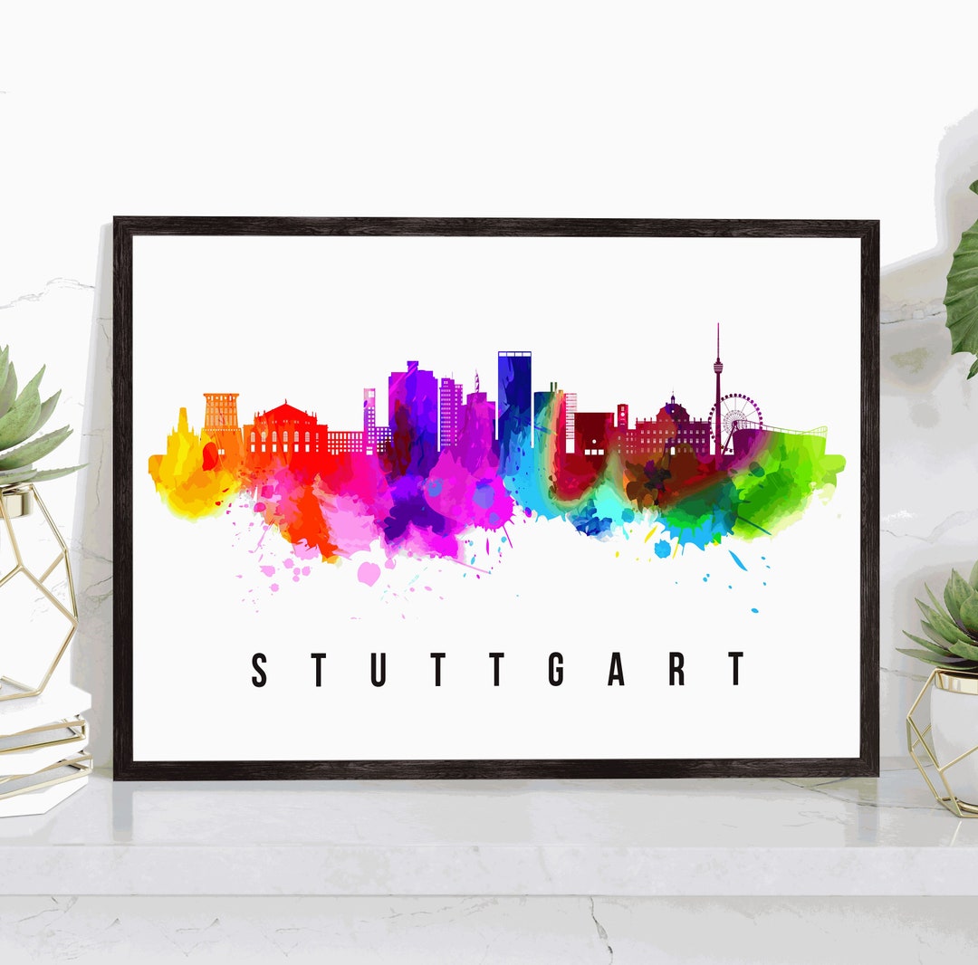 STUTTGART - GERMANY Poster, Skyline Poster Cityscape and Landmark ...