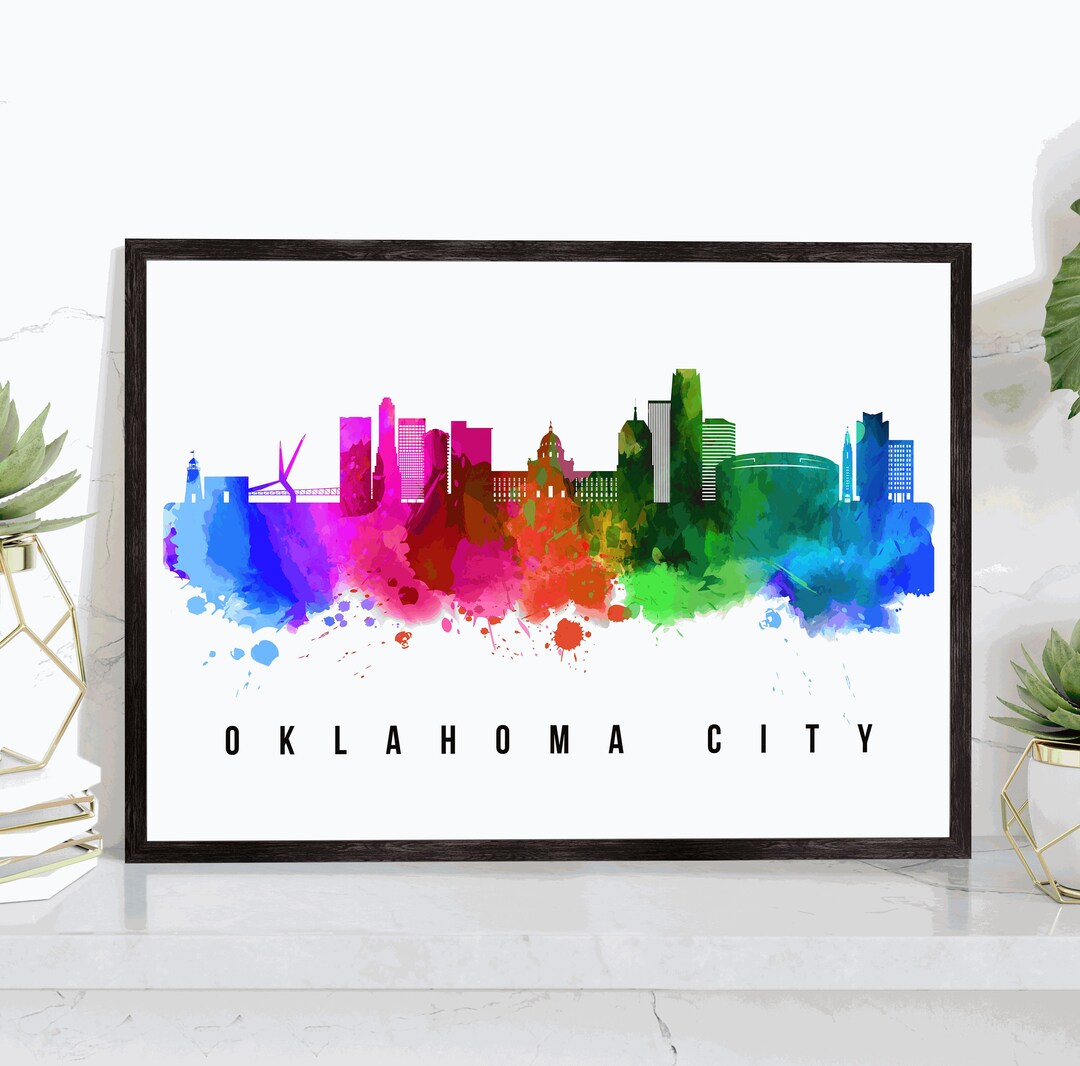 Oklahoma City Poster, Oklahoma City Cityscape Painting, Oklahoma City ...