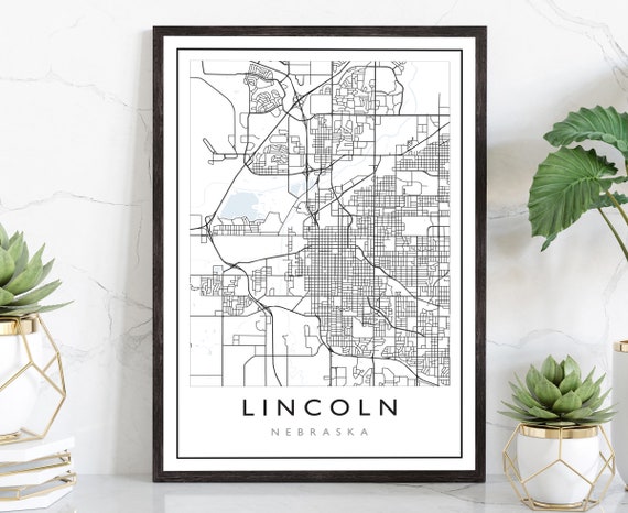 Lincoln Nebraska City Map Lincoln Nebraska Road Map Poster | Etsy