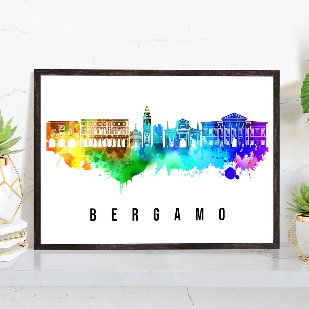 Bergamo Italy Poster, Skyline Poster Cityscape Poster, Italy Landmark ...