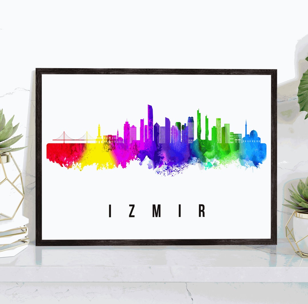 IZMIR - TURKEY Poster, Skyline Poster Cityscape and Landmark Izmir City ...