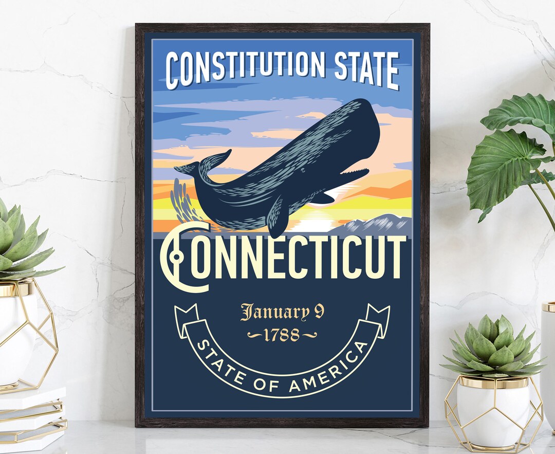 United States Connecticut State Poster Print, Connecticut State Emblem ...