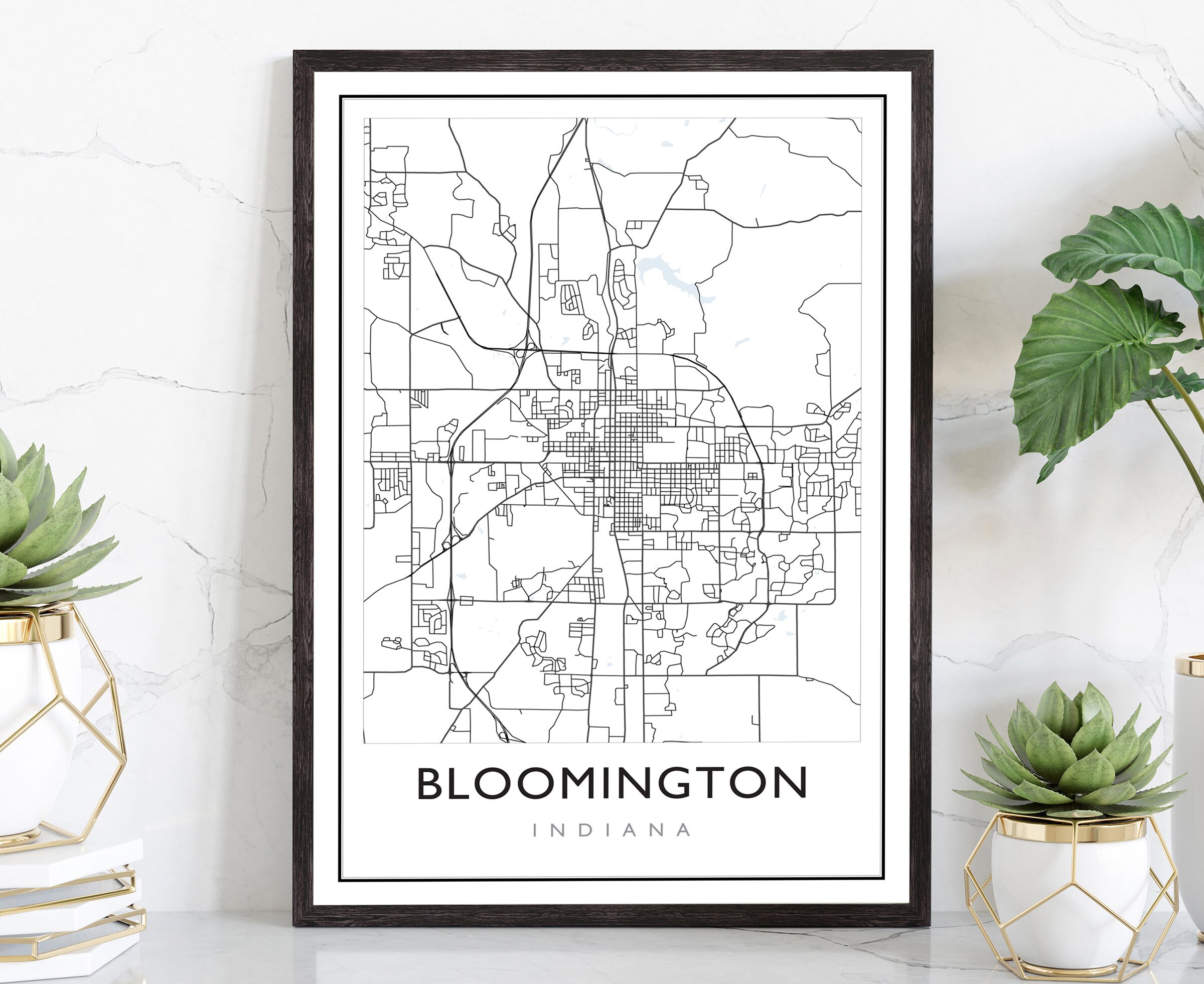 Bloomington Map Bloomington City Road Map Poster Bloomington - Etsy.de
