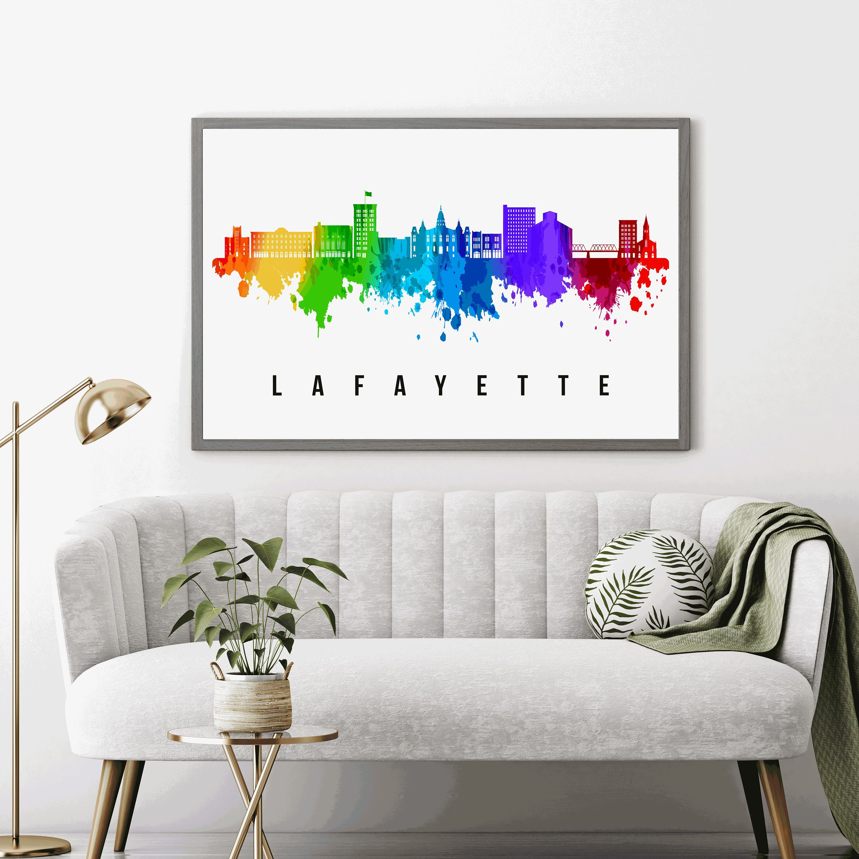 Lafayette Skyline Lousiana Poster Lousiana Cityscape - Etsy