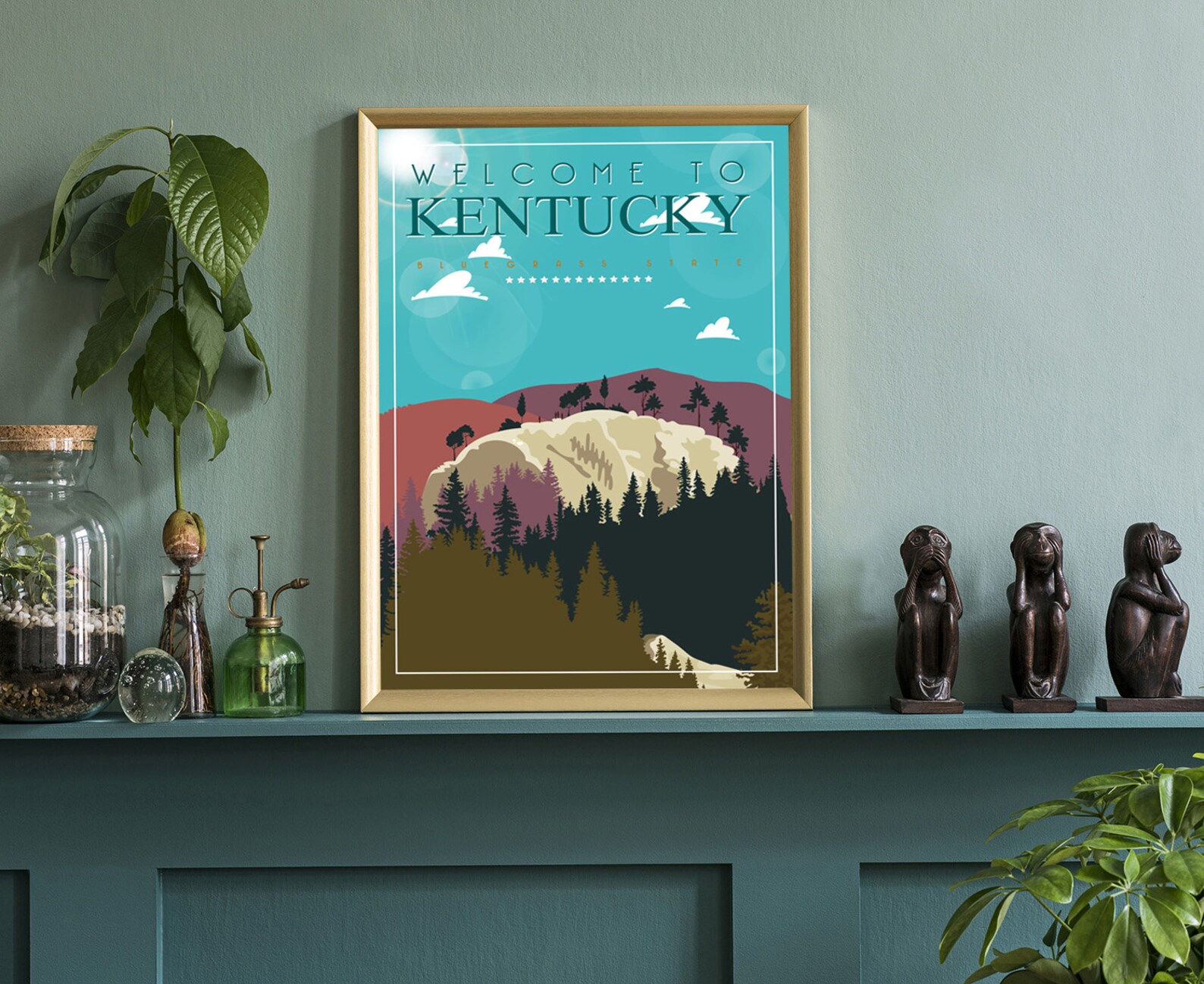 Retro Style Travel Poster Kentucky Vintage Rustic Poster - Etsy