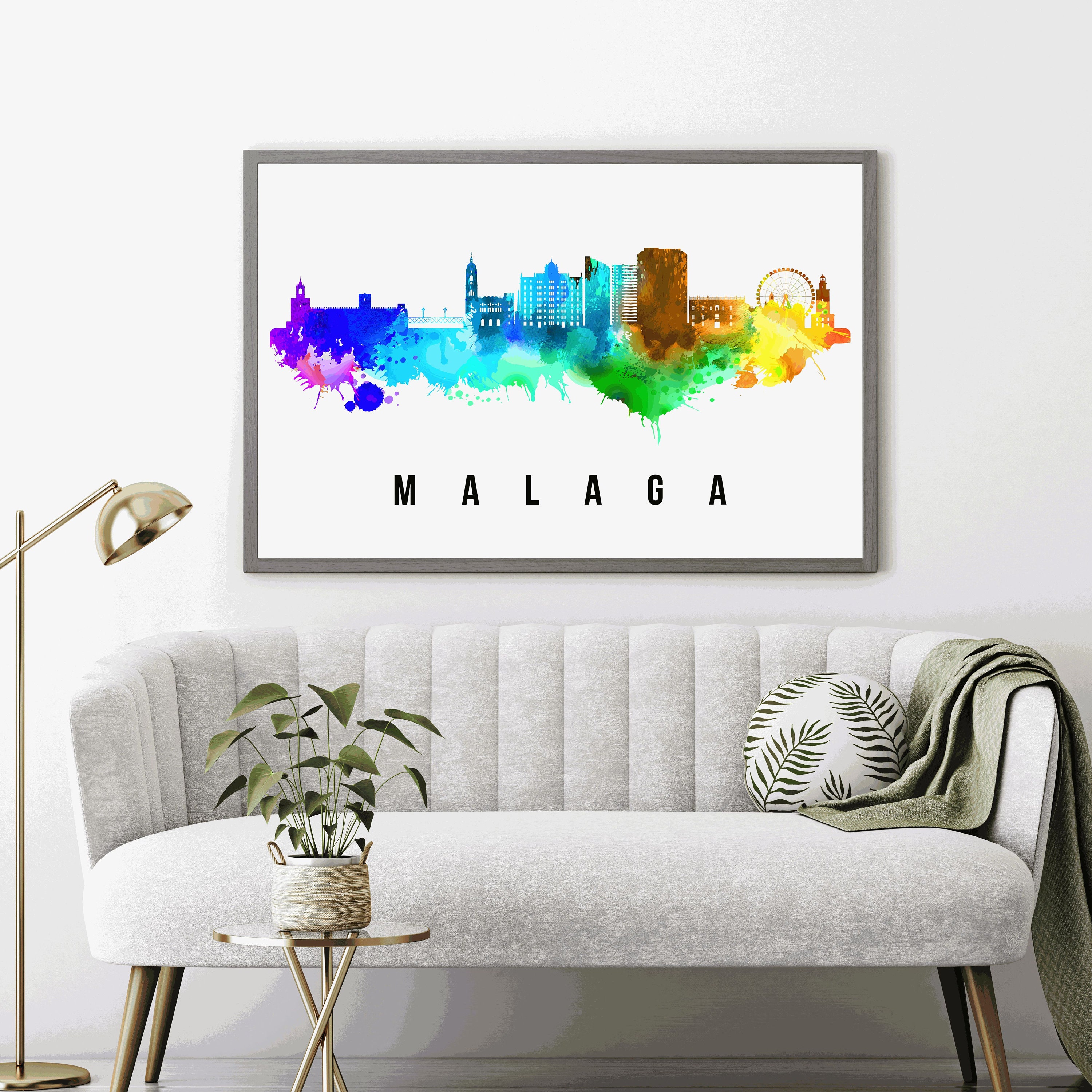 MALAGA SPAIN Poster Skyline Poster Cityscape and Landmark - Etsy