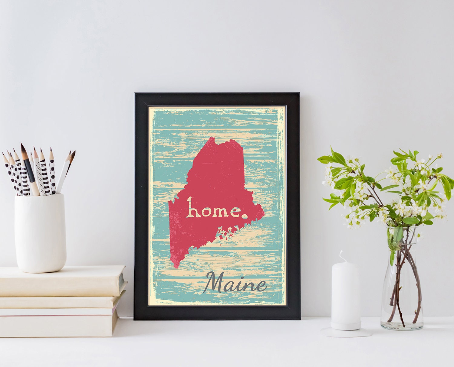 Retro Style Travel Poster, Maine Vintage Art Poster Printing, Home Wall ...