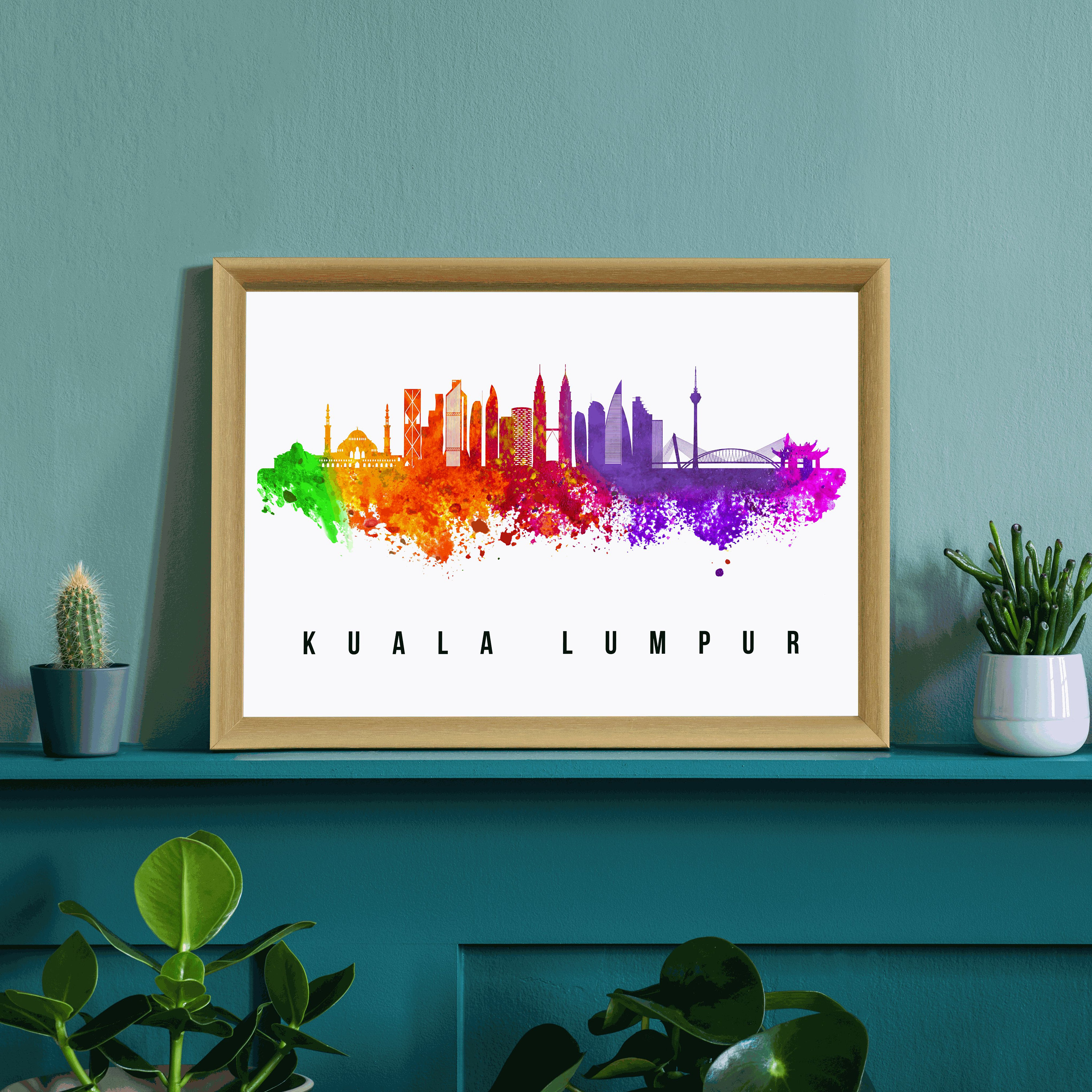 KUALA LUMPUR - MALAYSIA Poster, Skyline Poster Cityscape and Landmark ...