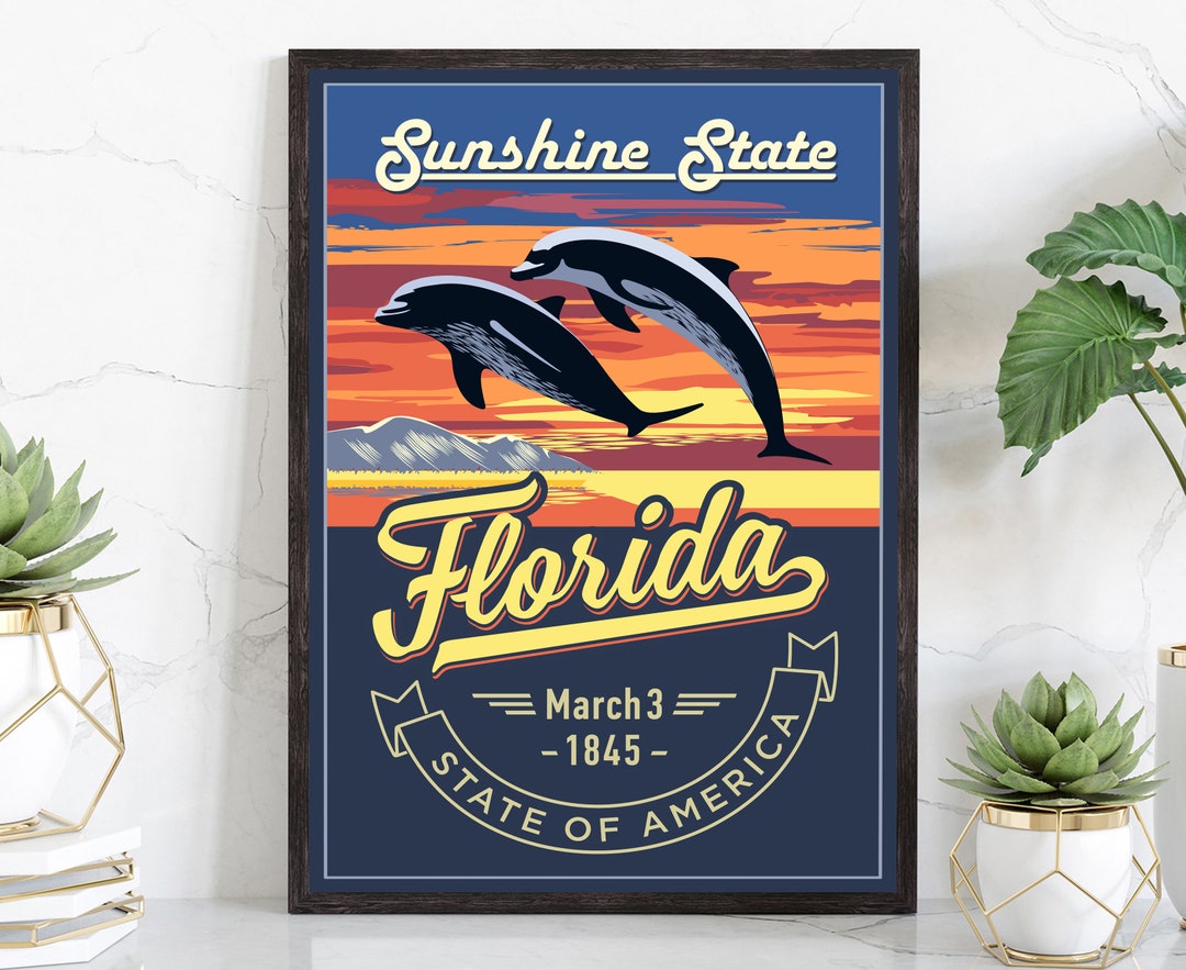 United States Florida State Poster, Florida Poster Print, Florida State ...