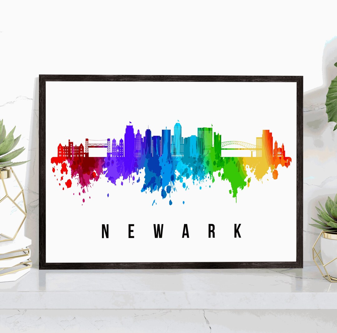 Newark Skyline New Jersey Poster, New Jersey Cityscape Painting, Newark ...