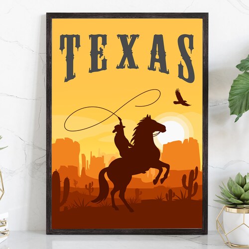 Retro Style Travel Poster Texas Vintage Rustic Poster Print - Etsy