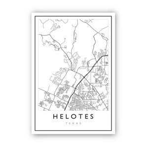 Helotes Texas City Map, Helotes Texas City Road Map Poster, City Street ...