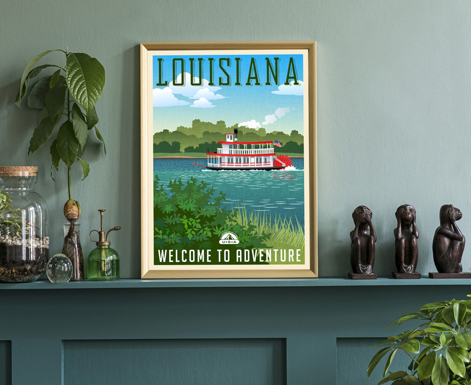 Retro Style Travel Poster Louisiana Vintage Rustic Poster | Etsy