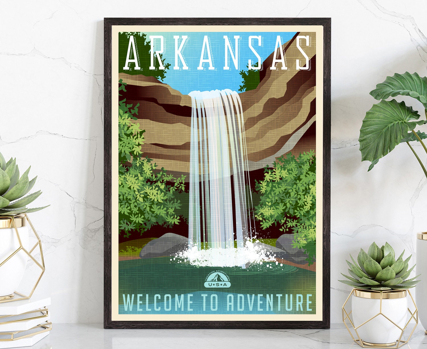Retro Style Travel Poster, Arkansas Vintage Rustic Poster Print, Home ...