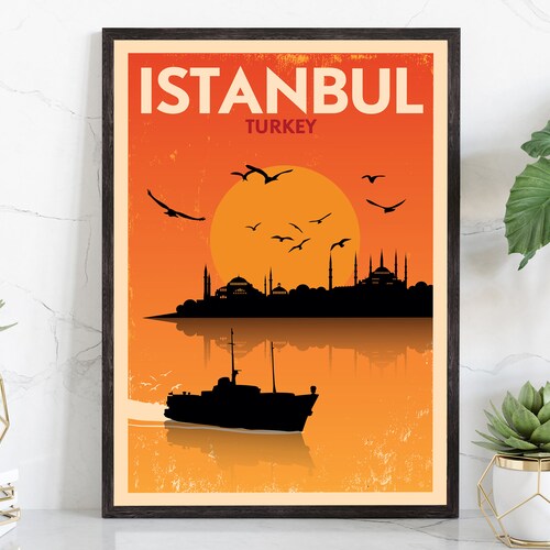 Istanbul Travel Art Turkey Poster Print Vintage Turkish Home - Etsy