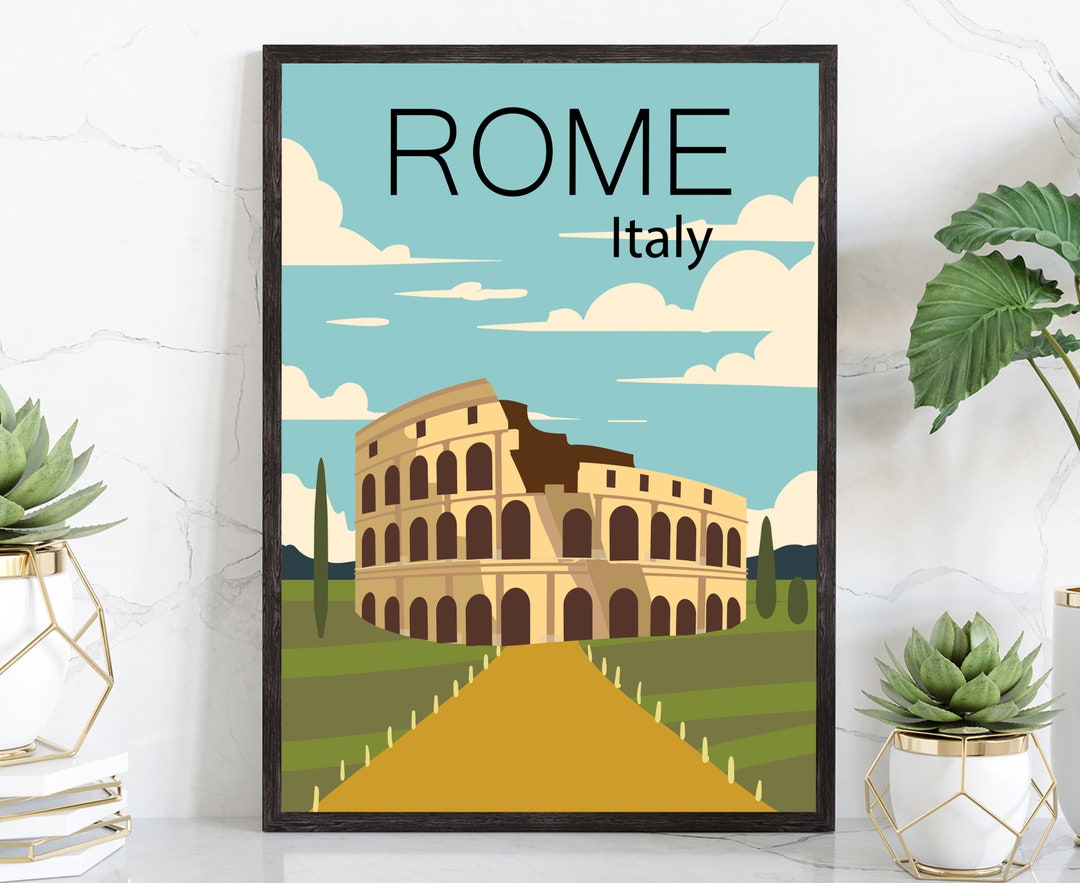 ITALY ROME Travel Poster, Rome Cityscape Poster, Rome Landmark Poster ...