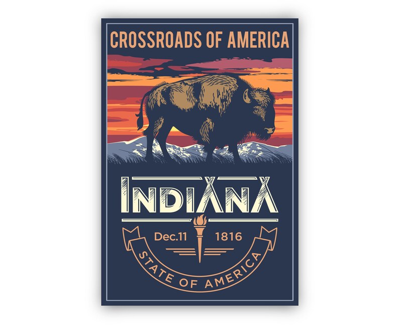 United States Indiana State Poster, Indiana Poster Print, Indiana State ...
