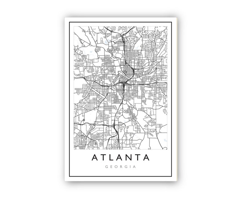 Atlanta Map Atlanta City Road Map Poster Atlanta Georgia - Etsy