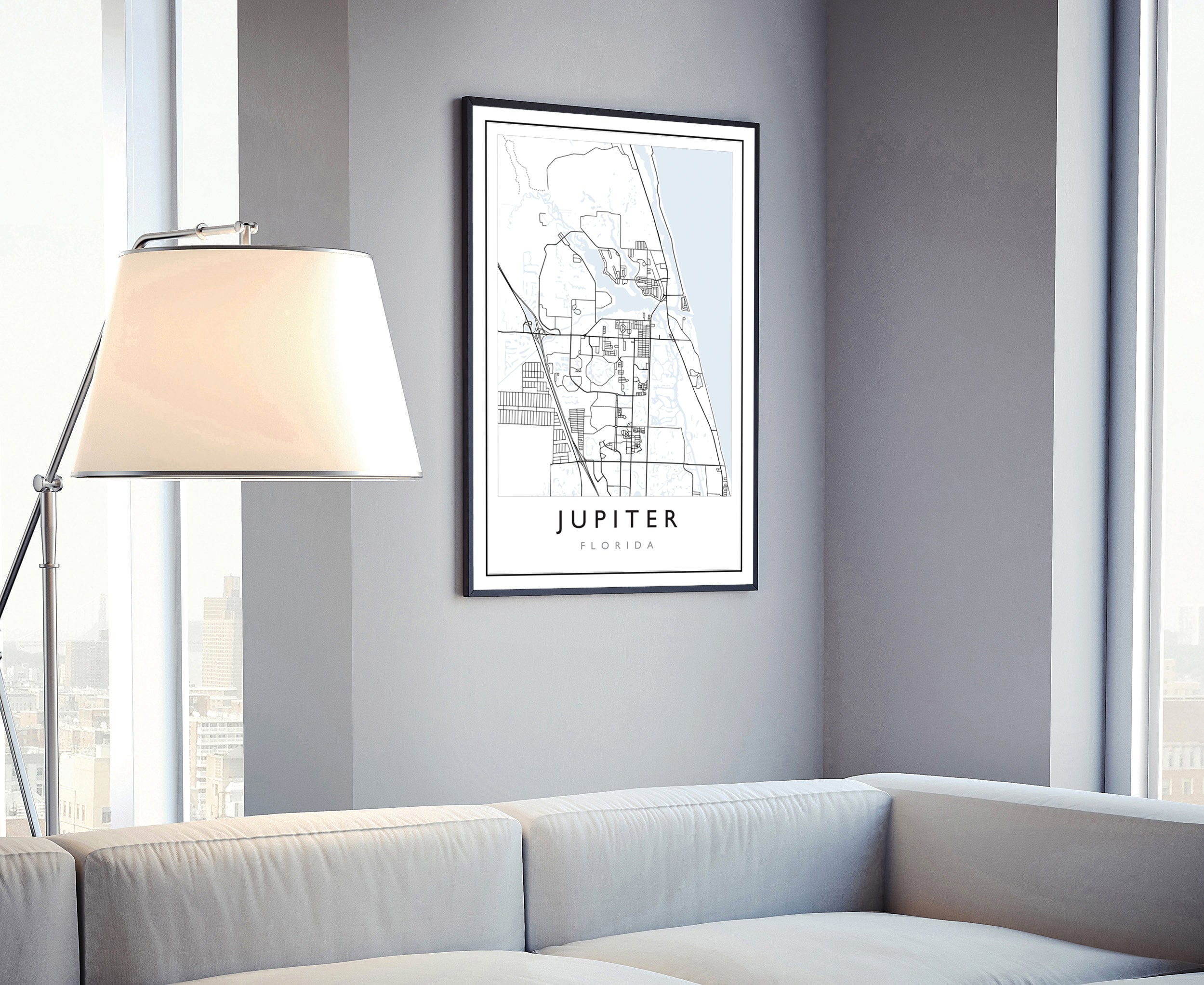 Jupiter Florida City Map Florida Jupiter Road Map Poster | Etsy