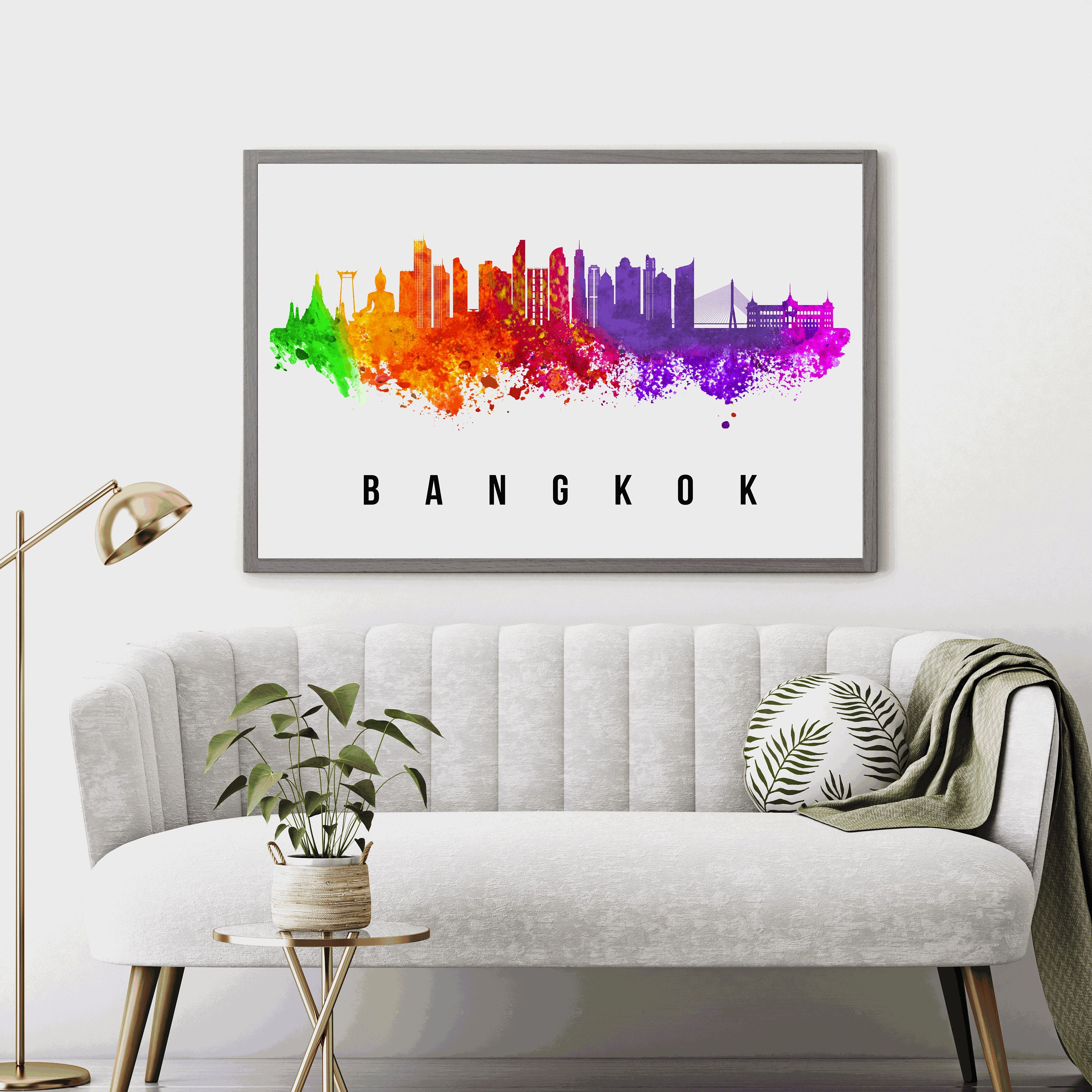BANGKOK THAILAND Poster Skyline Poster Cityscape and - Etsy