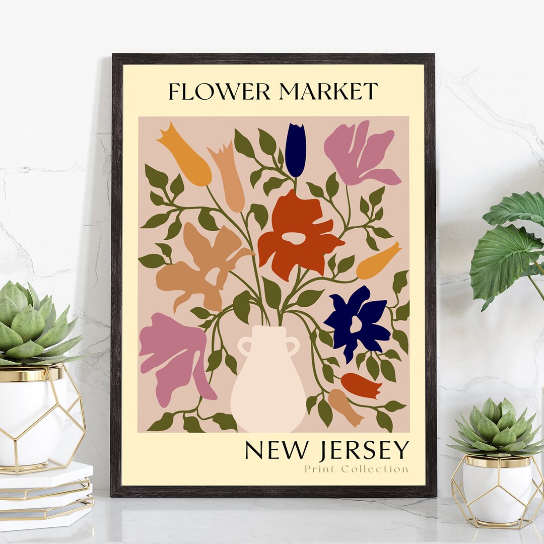 New Jersey State Flower Print, States Poster, New Jersey Flower Market ...