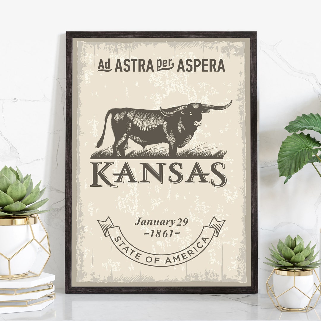 Kansas State Symbol Poster, Kansas State Poster Print, Kansas State ...