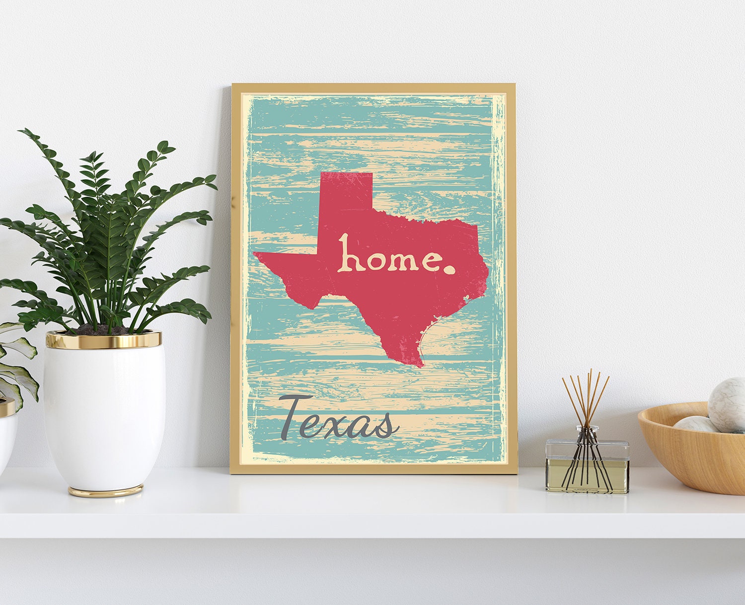 Retro Style Travel Poster Texas Vintage State Map Poster - Etsy