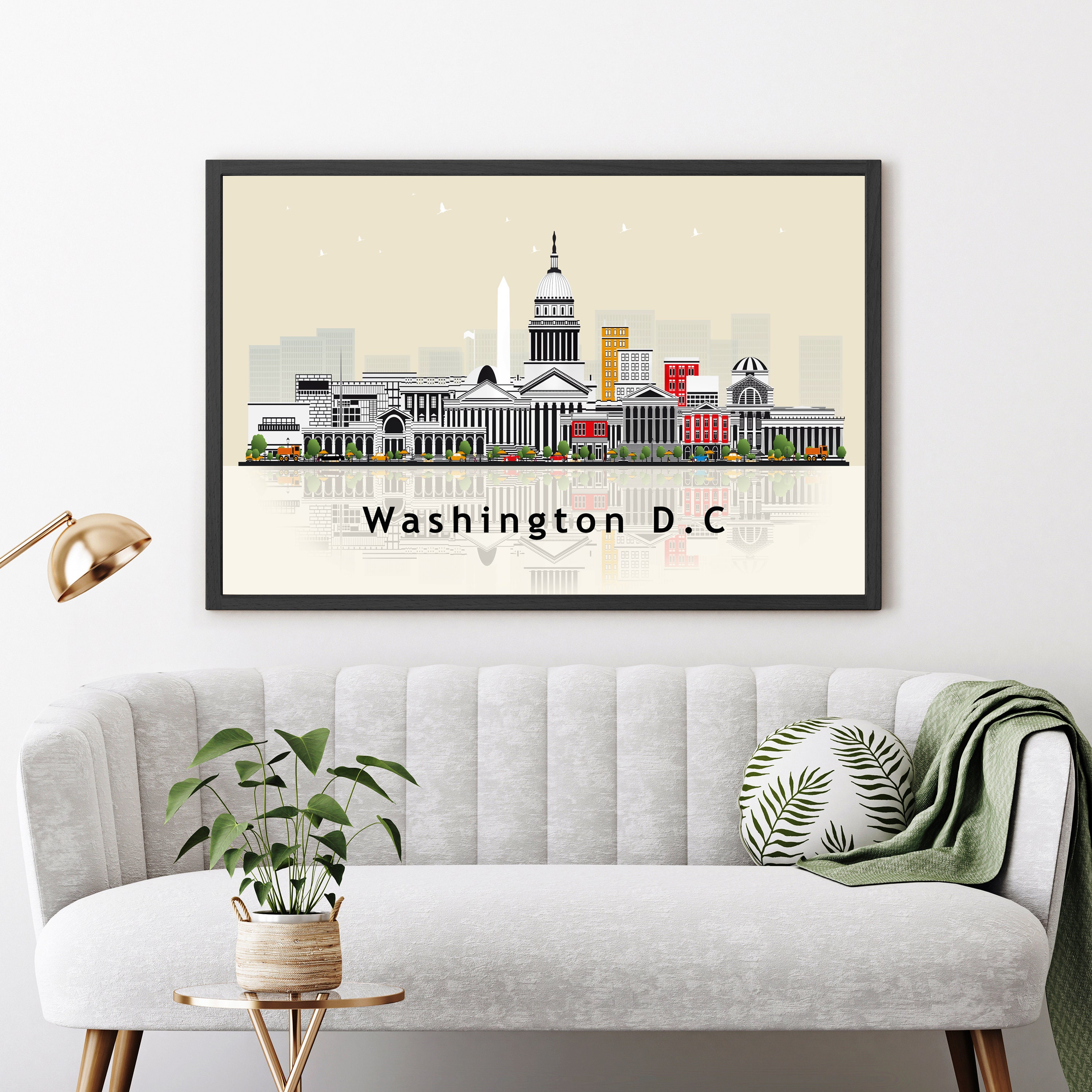 WASHINGTON DC Illustration Skyline Poster Washington D.C - Etsy