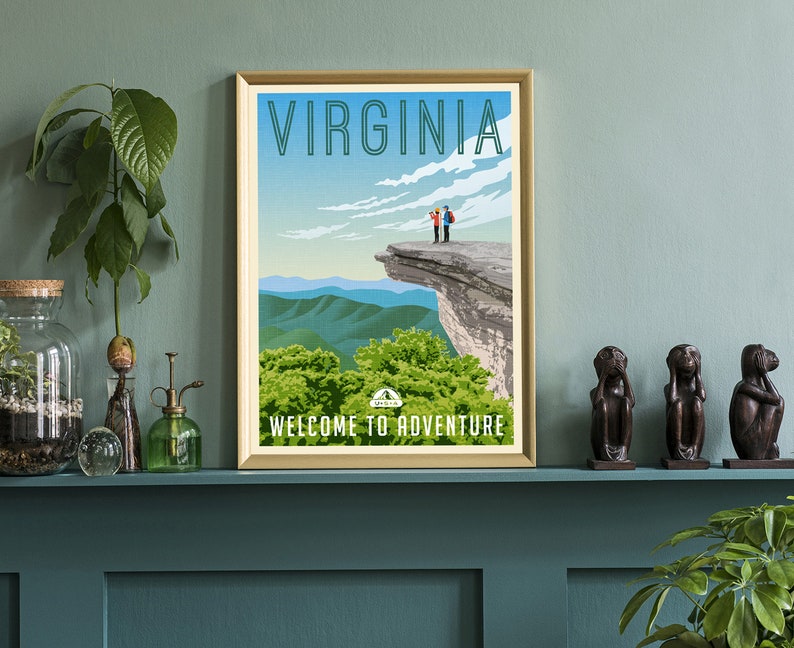Retro Style Travel Poster Virginia Vintage Rustic Poster - Etsy