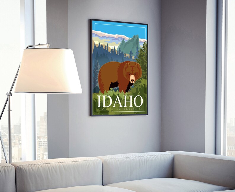 Retro Style Travel Poster Idaho Vintage Rustic Poster Print | Etsy