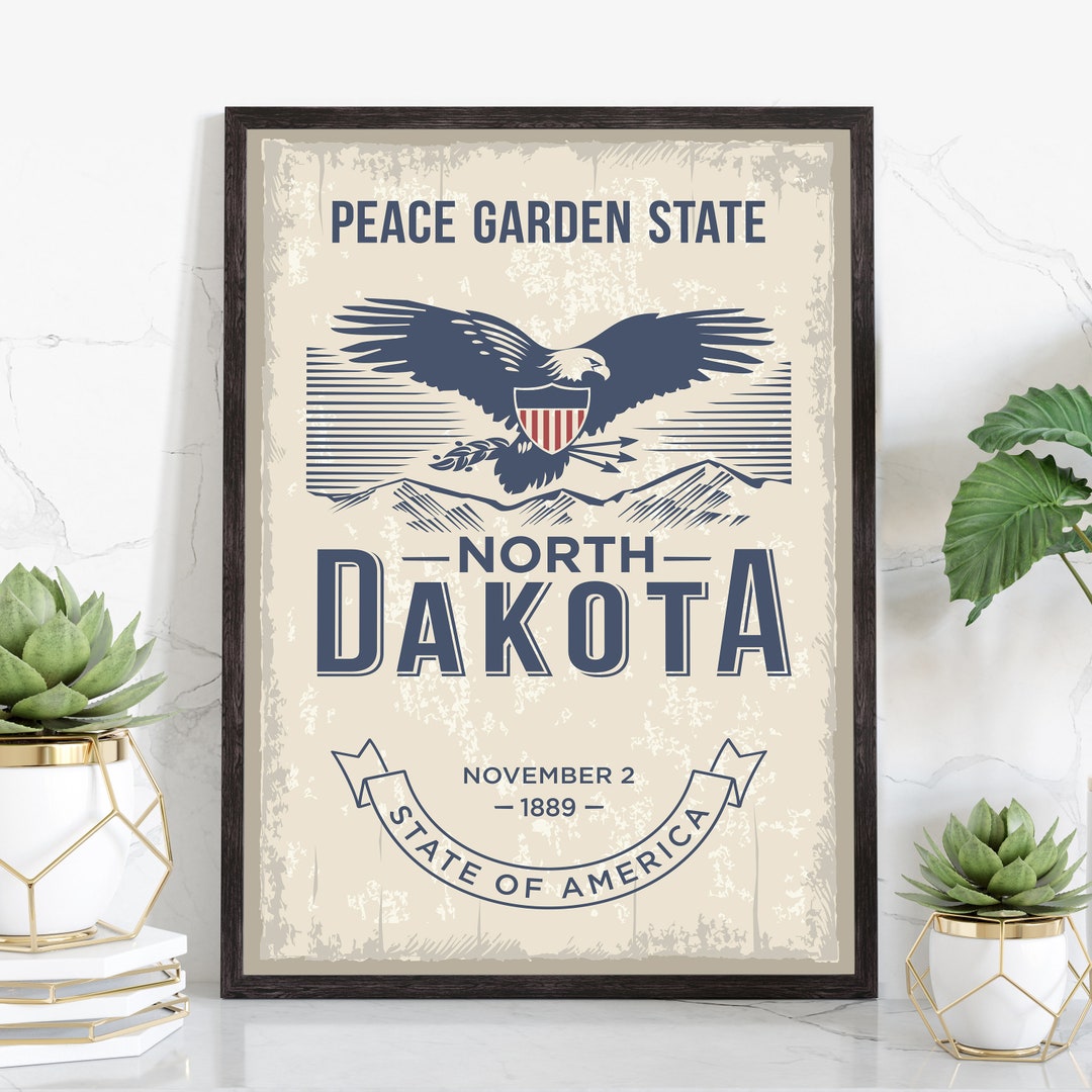 North Dakota State Symbol Poster, State Poster Print, North Dakota ...