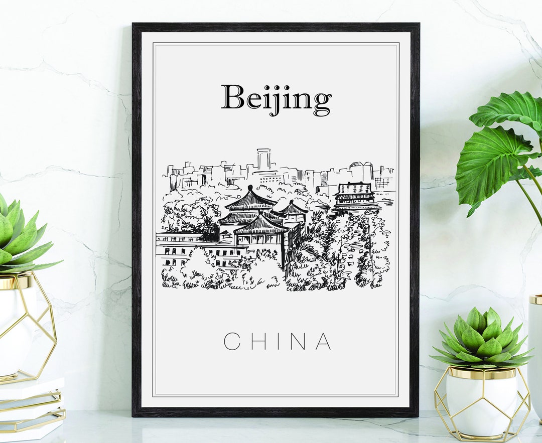 Hand Drawn Poster, Beijing Travel Poster, China Poster Wall Art ...