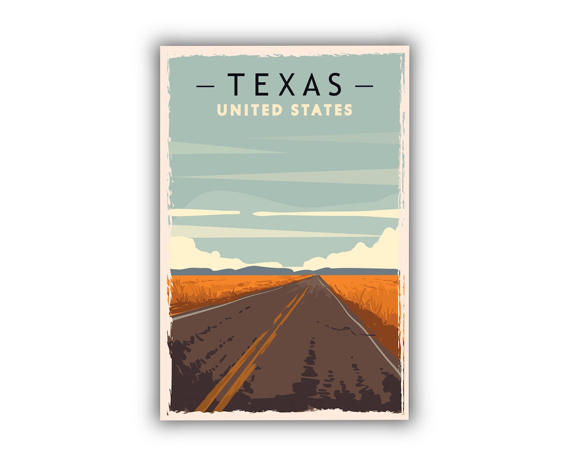 Retro Style Travel Poster Texas Vintage Rustic Poster Print - Etsy