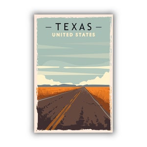 Retro Style Travel Poster, Texas Vintage Rustic Poster Print, Home Wall ...