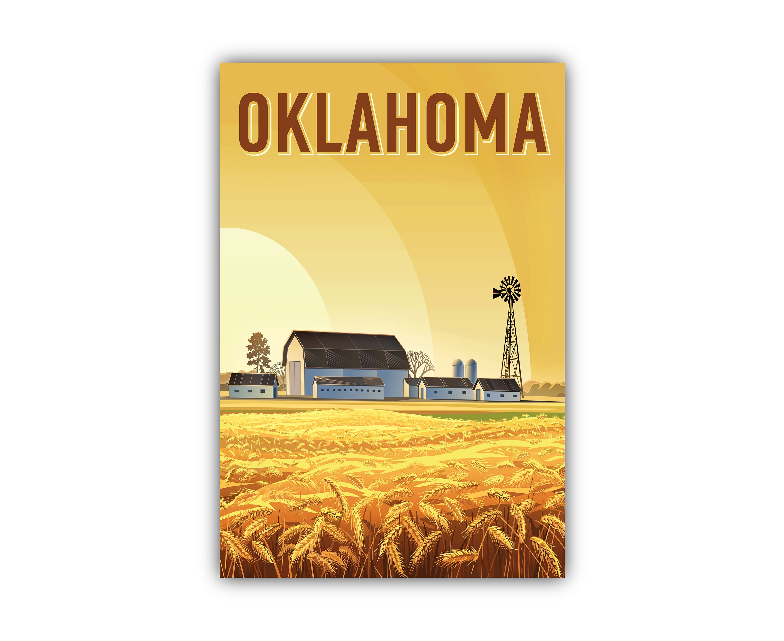 Retro Style Travel Poster, Oklahoma Vintage Rustic Poster Print, Home ...
