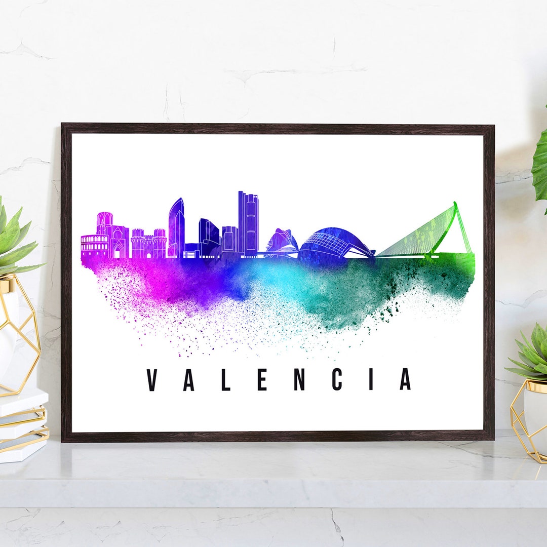 Valencia Spain Poster, Skyline Cityscape Poster, Spain Valencia ...