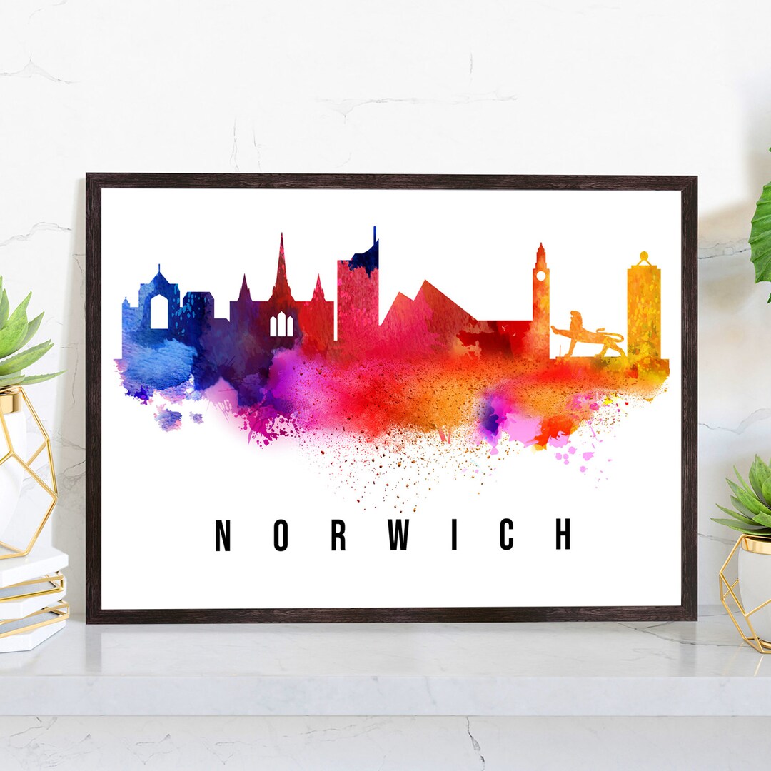 Norwich England Poster, Skyline Poster Cityscape Poster, Landmark City ...