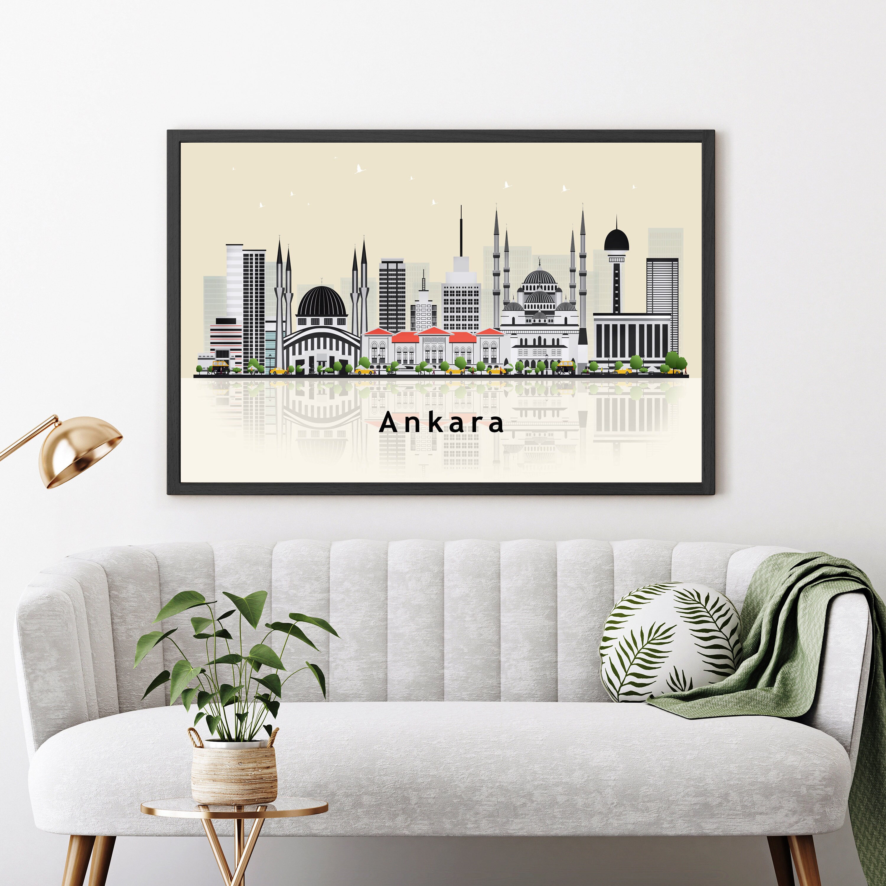ANKARA TURKEY Illustration Skyline Poster, Modern Skyline Cityscape ...